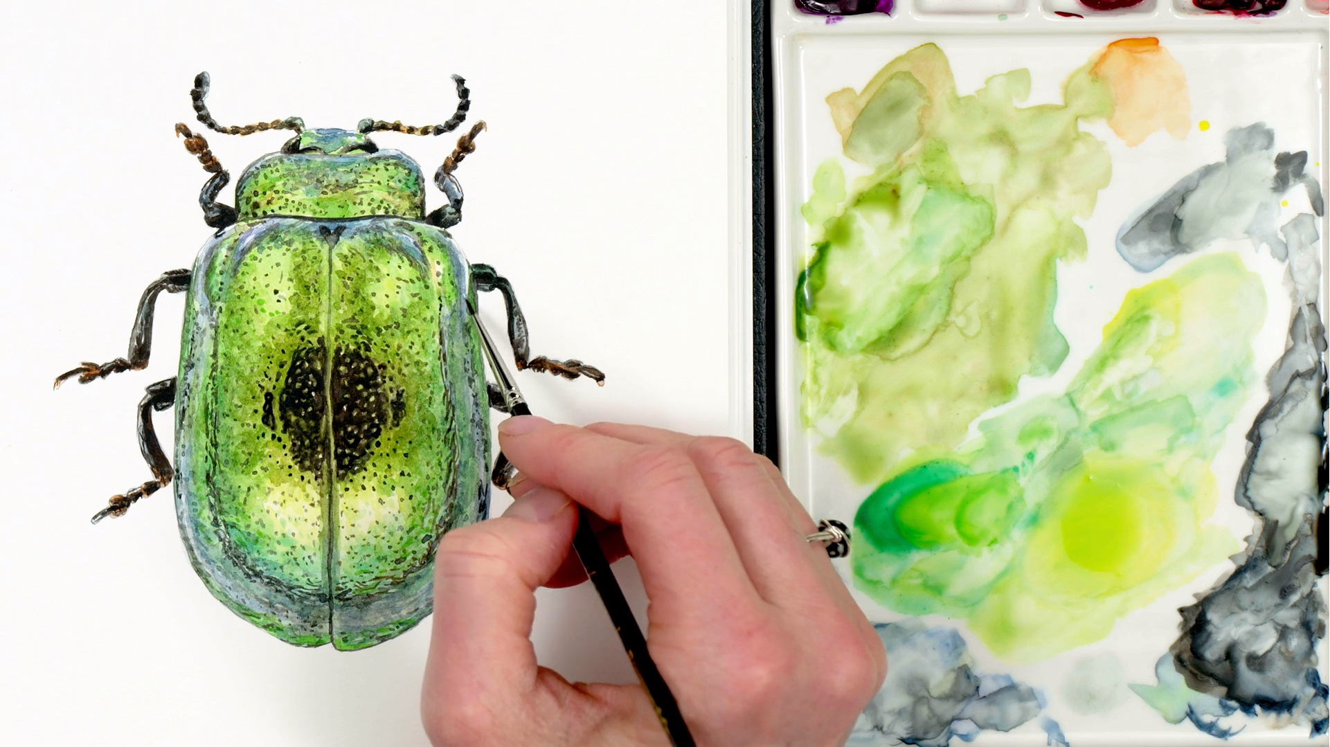 Metallic watercolor painting (without metallic paint) - Nature Studio