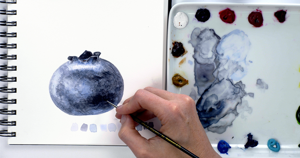 How to paint a 3D blueberry with bloom - Nature Studio